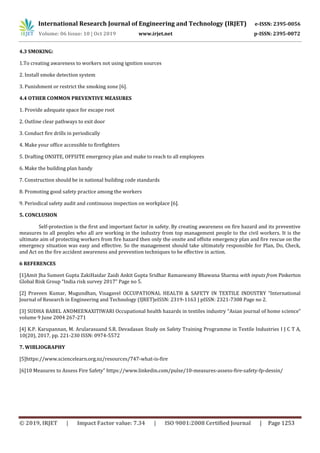 IRJET- Study on Fire Hazard in Textile Industries | PDF