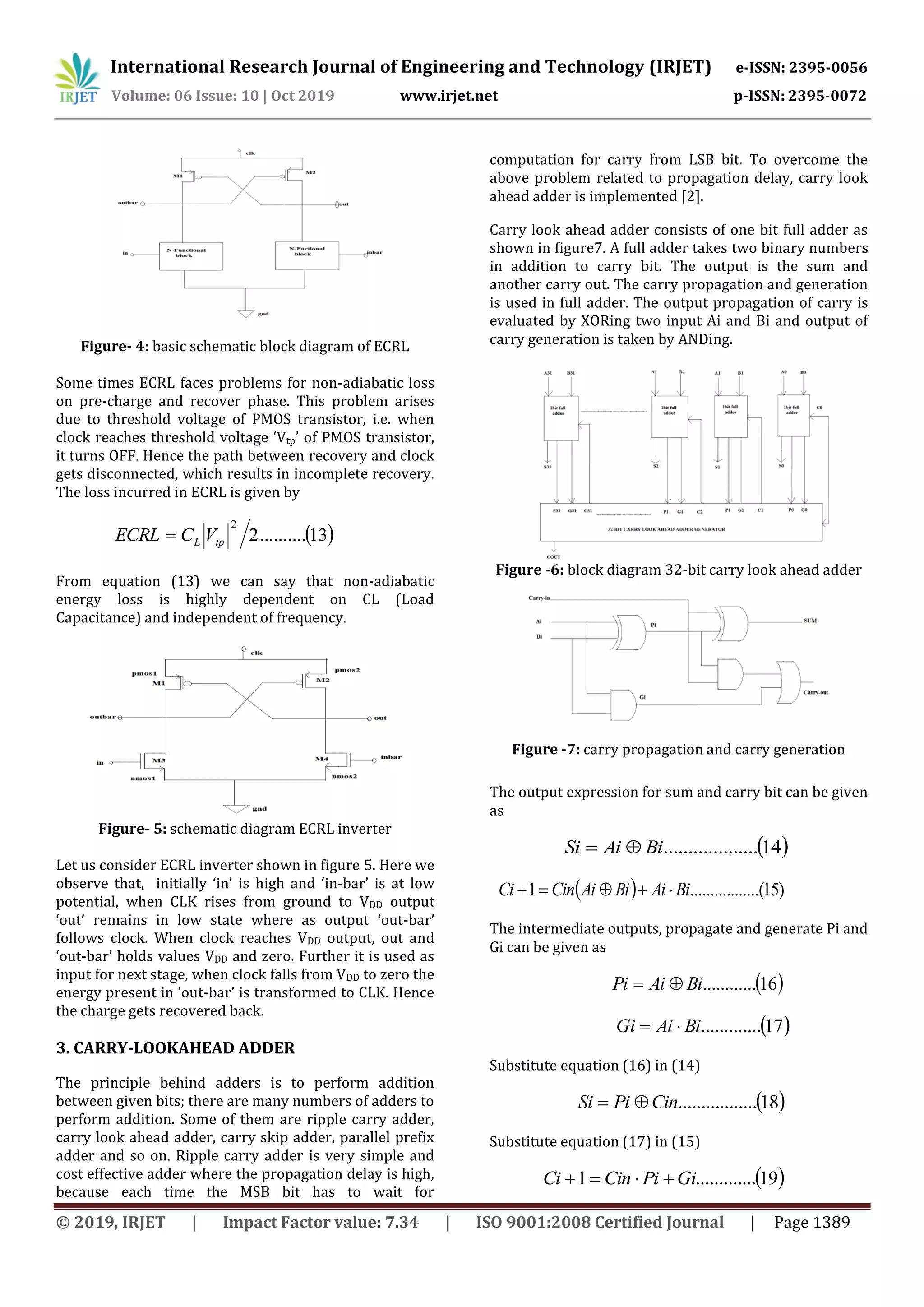 IRJET- Implementation of Low Power 32-Bit Carry-Look Ahead Adder using Adiabatic Logic | PDF