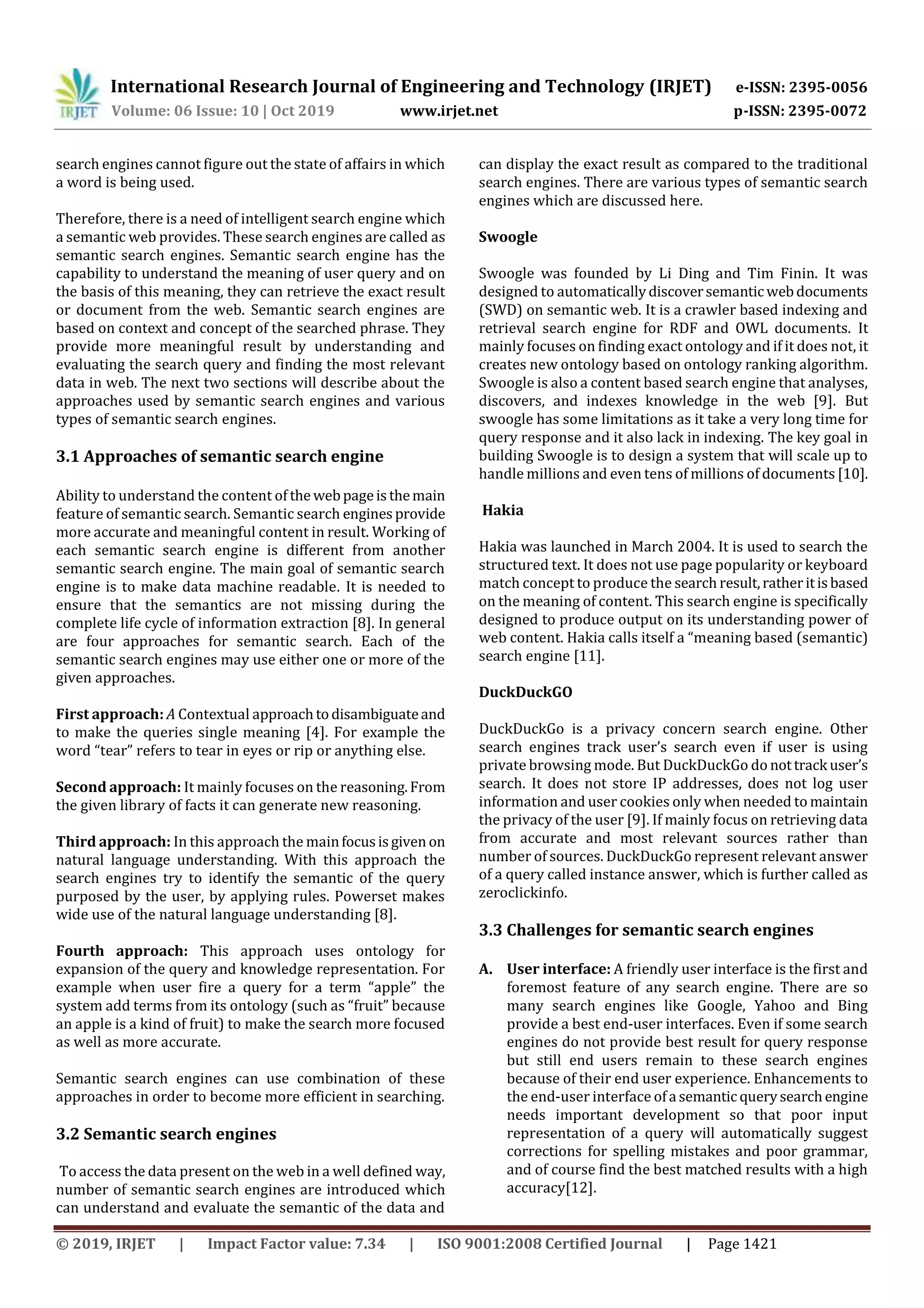 IRJET- Semantic Web Mining and Semantic Search Engine: A Review | PDF