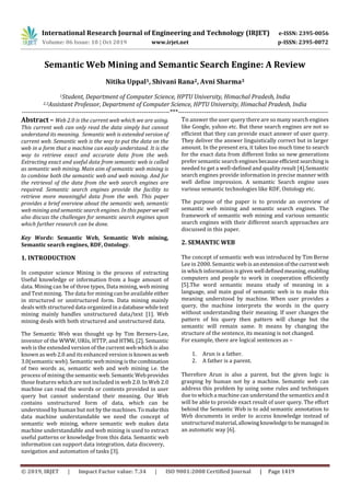 IRJET- Semantic Web Mining and Semantic Search Engine: A Review | PDF
