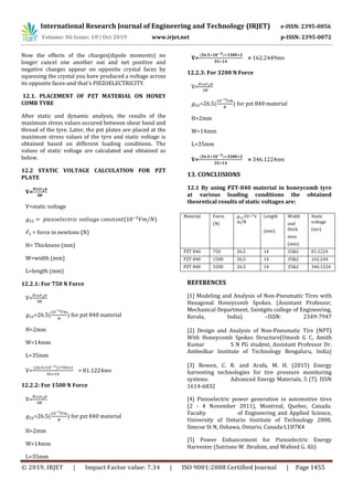 IRJET- Piezoelectric Power Generation in Automotives by using Honeycomb Structure Tyres | PDF