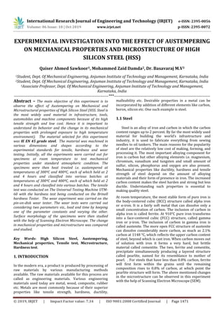 IRJET- Experimental Investigation into the Effect of Austempering on Mechanical Properties and ...