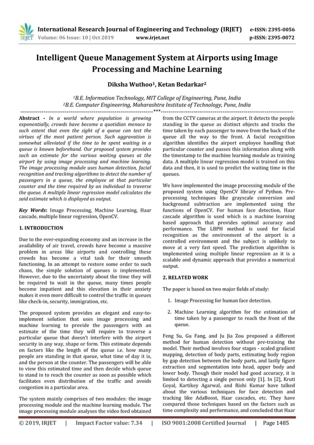 IRJET- Intelligent Queue Management System at Airports using Image Processing and Machine ...