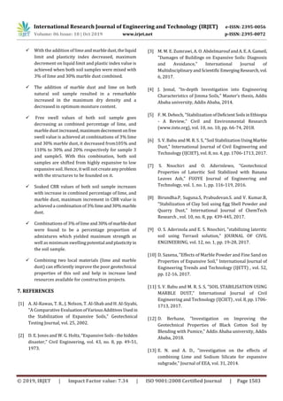 IRJET- Improving the Geotechnical Property of Expansive Soil through Marble Dust and Lime for ...