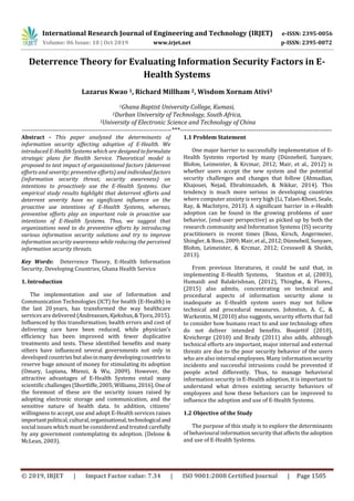IRJET- Deterrence Theory for Evaluating Information Security Factors in E-Health Systems | PDF