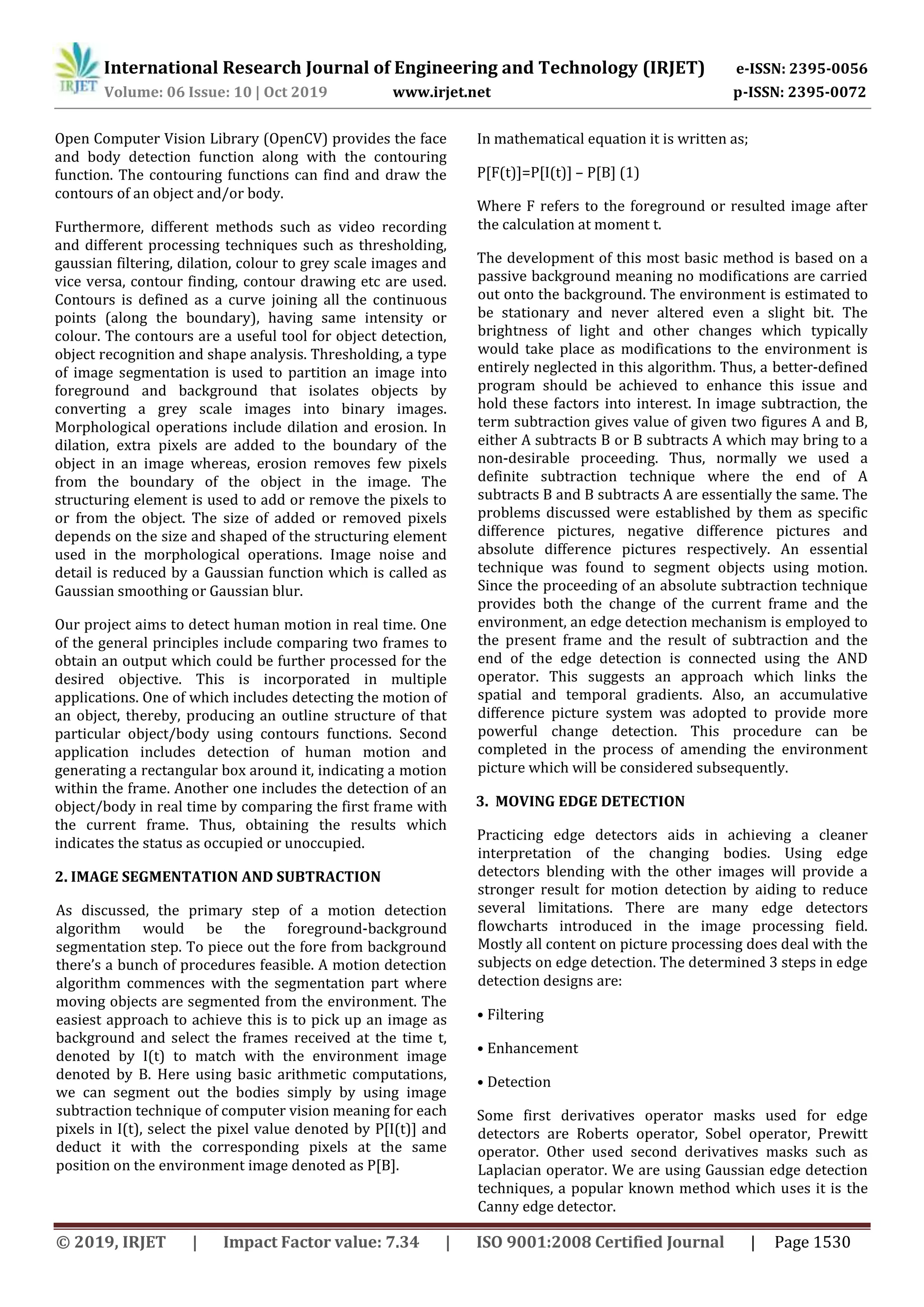 IRJET- Full Body Motion Detection and Surveillance System Application | PDF | Photo Editing ...