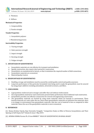 IRJET- Review Paper on-Geosynthetics | PDF