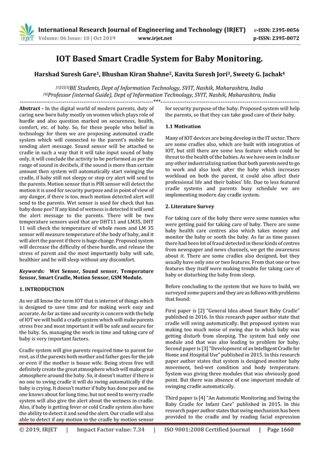 IRJET- IoT based Smart Cradle System for Baby Monitoring | PDF | Internet of Things | Internet