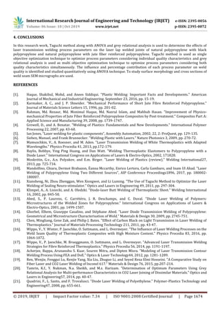 IRJET- Optimization of Laser Transmission Welding Process Parameters using Single Objective and ...