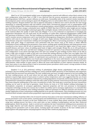 IRJET- Optimization of Laser Transmission Welding Process Parameters using Single Objective and ...
