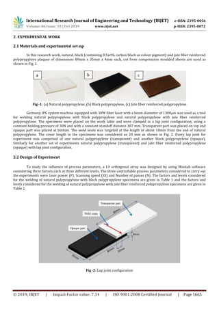 IRJET- Optimization of Laser Transmission Welding Process Parameters using Single Objective and ...