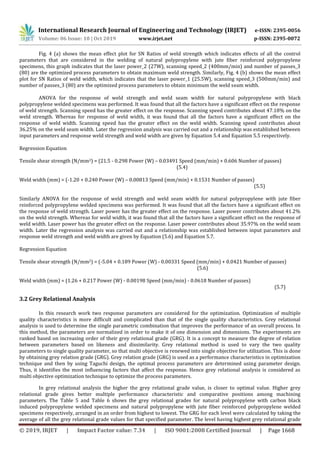 IRJET- Optimization of Laser Transmission Welding Process Parameters using Single Objective and ...