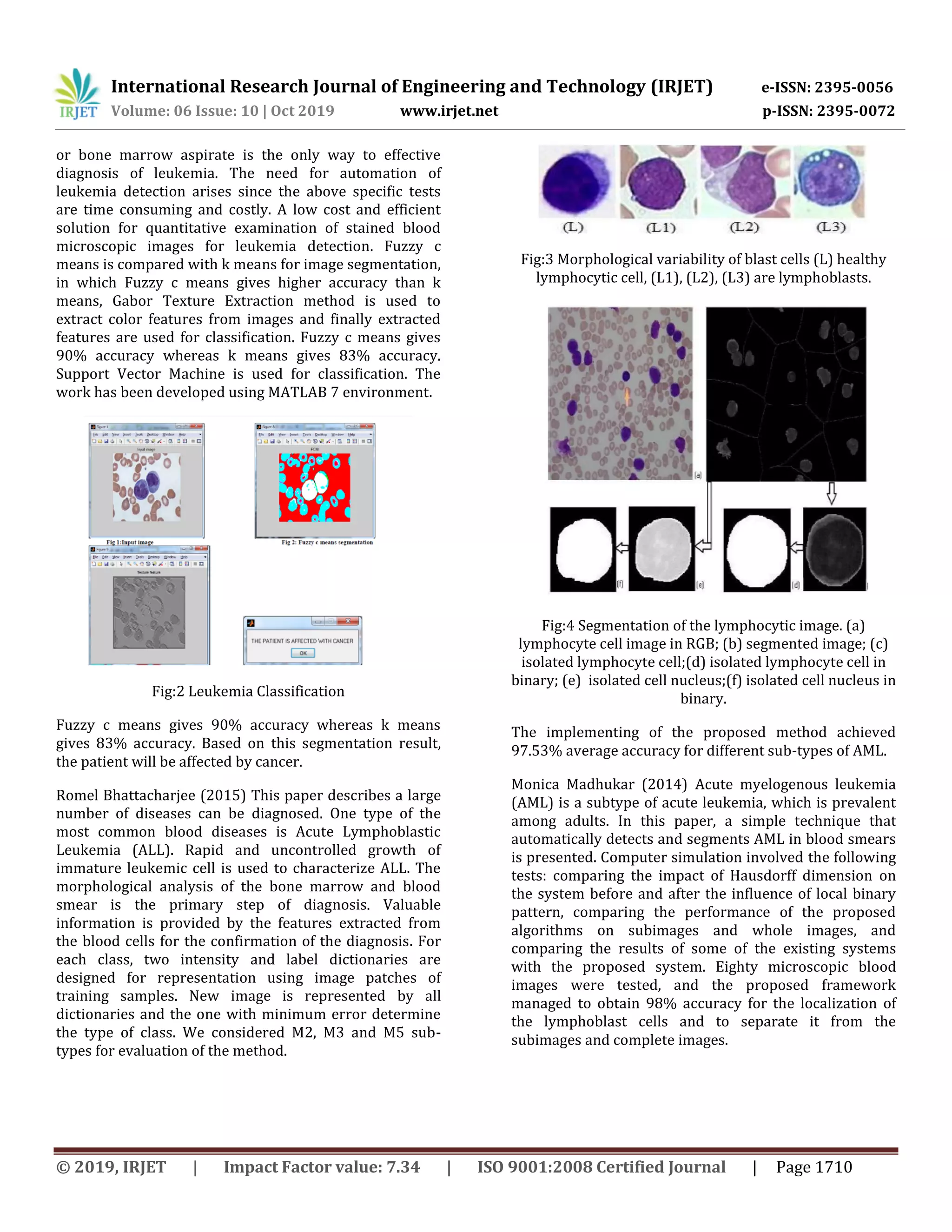 IRJET- Analysis of Automated Detection of WBC Cancer Diseases in ...
