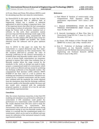 IRJET- Review Study on Analysis of Venturimeter using Computational ...