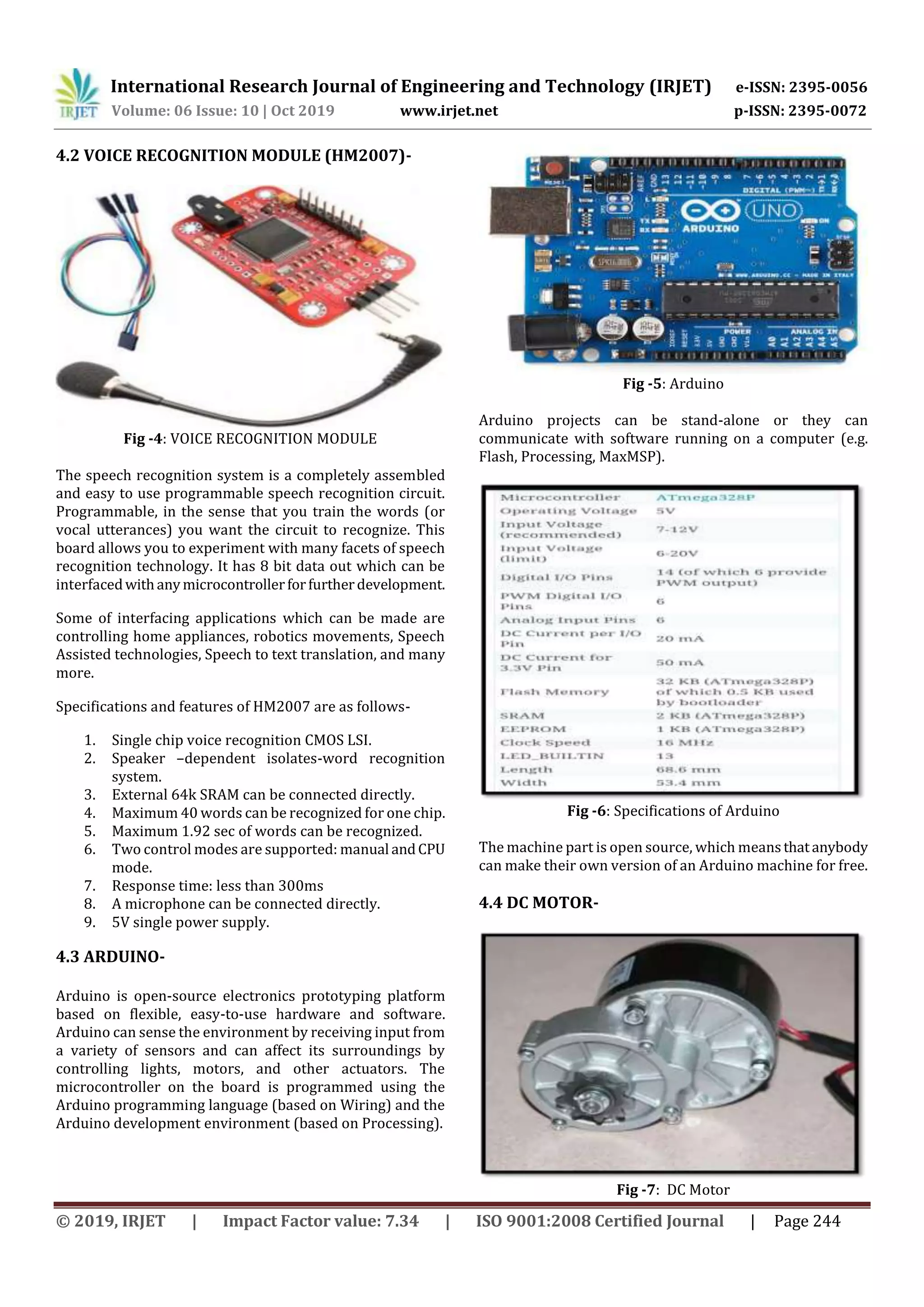 IRJET- Advanced Voice Operating Wheelchair using Arduino | PDF