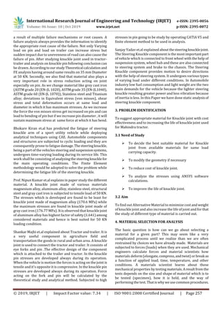 IRJET- Material Optimization for Knuckle Joint by using FEA | PDF