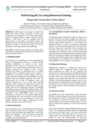 IRJET- Self Driving RC Car using Behavioral Cloning | PDF