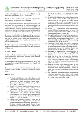 IRJET- Optimization of Control Factors for Machining Time in CNC Milling of AL-7075 based MMCs ...