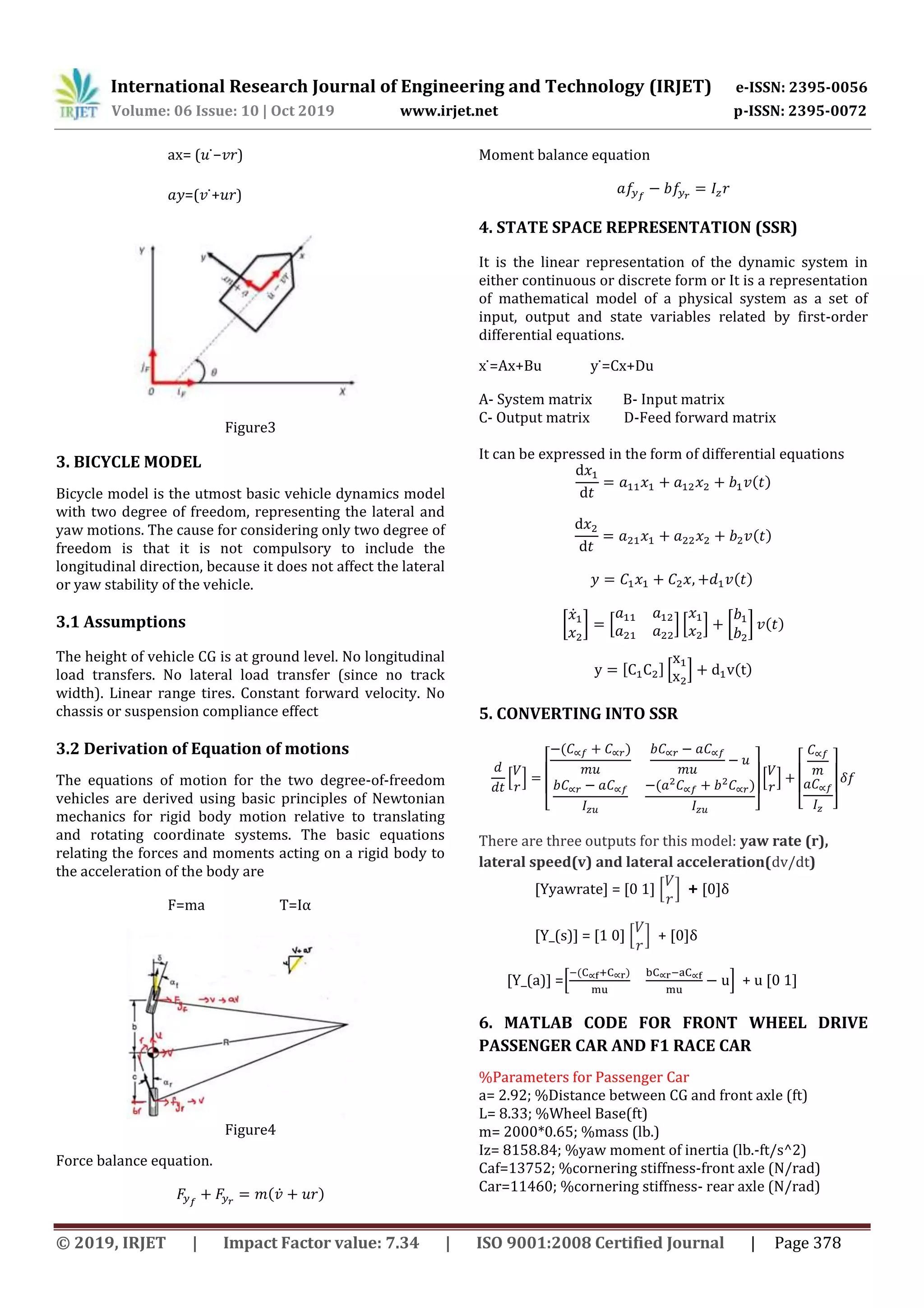 IRJET- Analyzing Vehicle Handling using BICYCLE MODEL in MATLAB/OCTAVE | PDF
