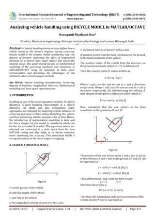 IRJET- Analyzing Vehicle Handling using BICYCLE MODEL in MATLAB/OCTAVE | PDF