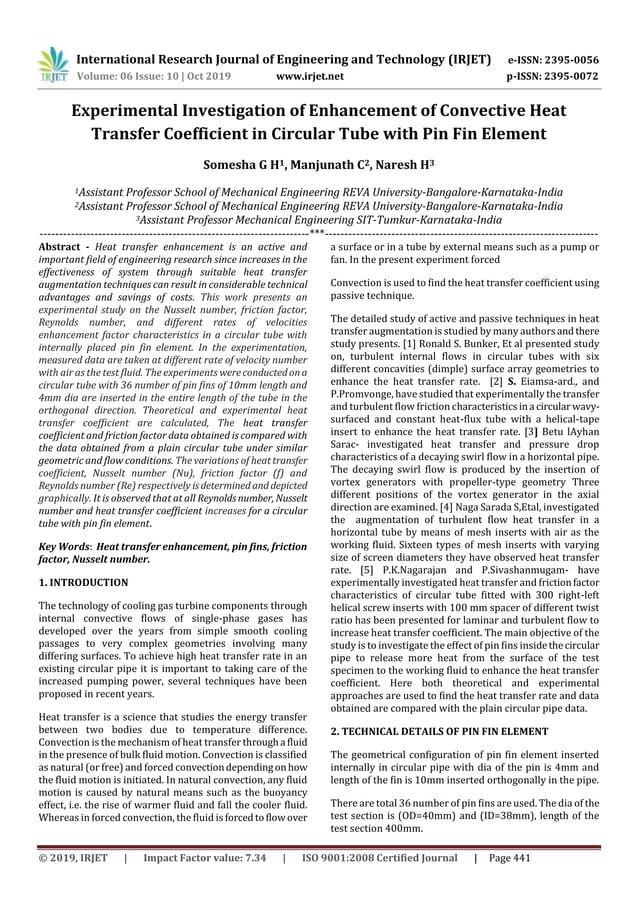 IRJET- Experimental Investigation of Enhancement of Convective Heat ...
