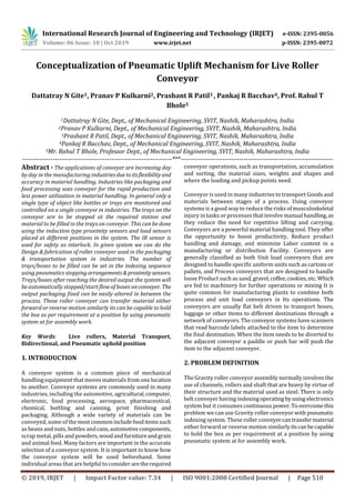 IRJET- Conceptualization of Pneumatic Uplift Mechanism for Live Roller Conveyor | PDF