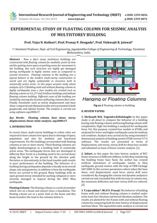 IRJET- Experimental Study of Floating Column for Seismic Analysis of Multistorey Building | PDF ...