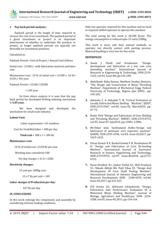 IRJET- Design and Development of Corn Chaff Peeling Machine | PDF