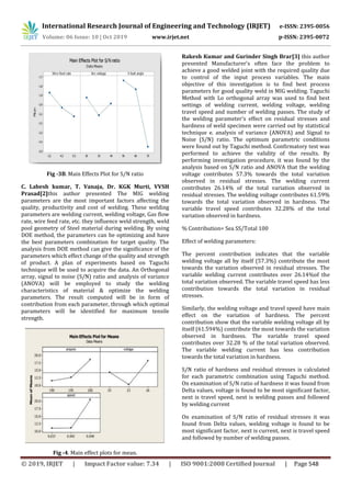 IRJET- A Review on Parametric Optimization of MIG Welding by Taguchi’s Method | PDF