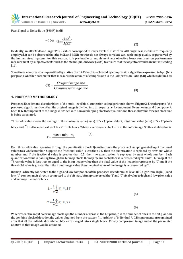 Irjet Rgb Image Compression Using Multi Level Block Trunction Code Algorithm Pdf