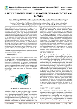 IRJET- A Review on Design Analysis and Optimization of Centrifugal Blower | PDF