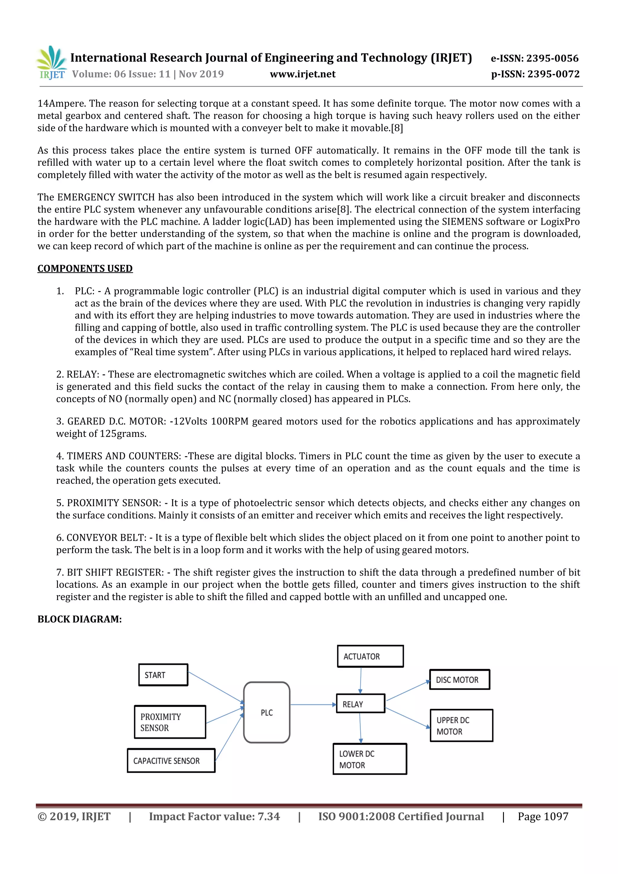 IRJET- Automatic Bottle Filling and Capping System using PLC | PDF