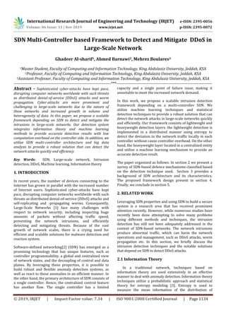 IRJET- SDN Multi-Controller based Framework to Detect and Mitigate DDoS in Large-Scale Network ...