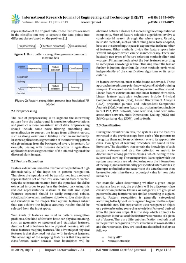 IRJET- Pattern Recognition Process, Methods and Applications in ...