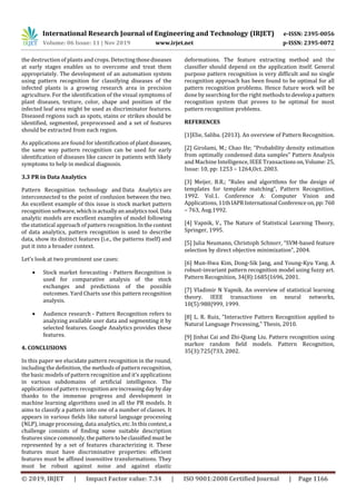 IRJET- Pattern Recognition Process, Methods and Applications in ...