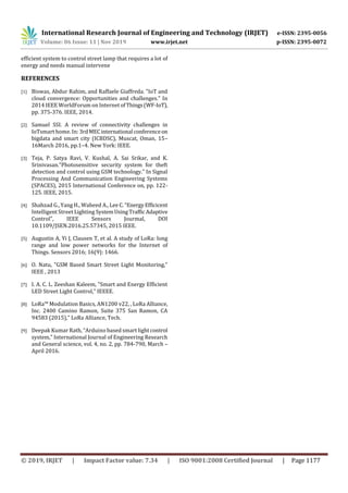 IRJET- IoT based Street Light Monitoring & Control with Lora/Lorawan Network | PDF