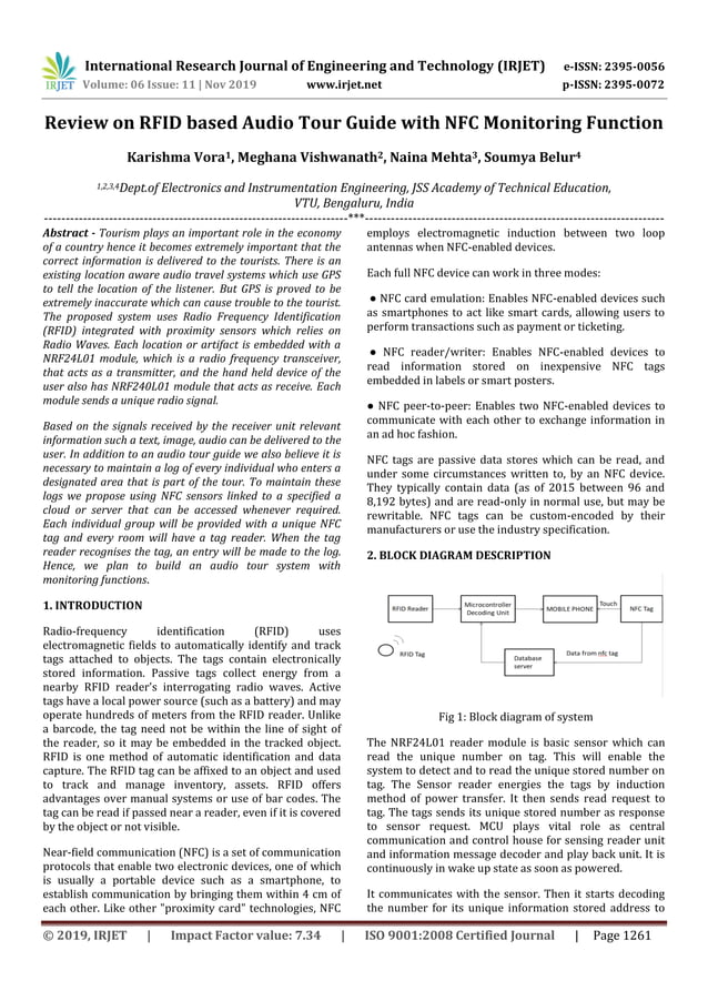 IRJET- Review on RFID based Audio Tour Guide with NFC Monitoring ...