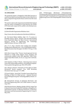 IRJET- Portable Camera based Assistive Text and Label Reading for Blind Persons | PDF