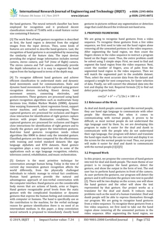 IRJET- Hand Gesture Recognition for Deaf and Dumb | PDF