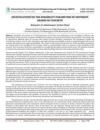IRJET- Investigations on the Durability Parameters of Different Grades of Concrete | PDF