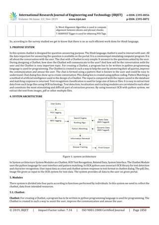 IRJET- Review of Chatbot System in Hindi Language | PDF