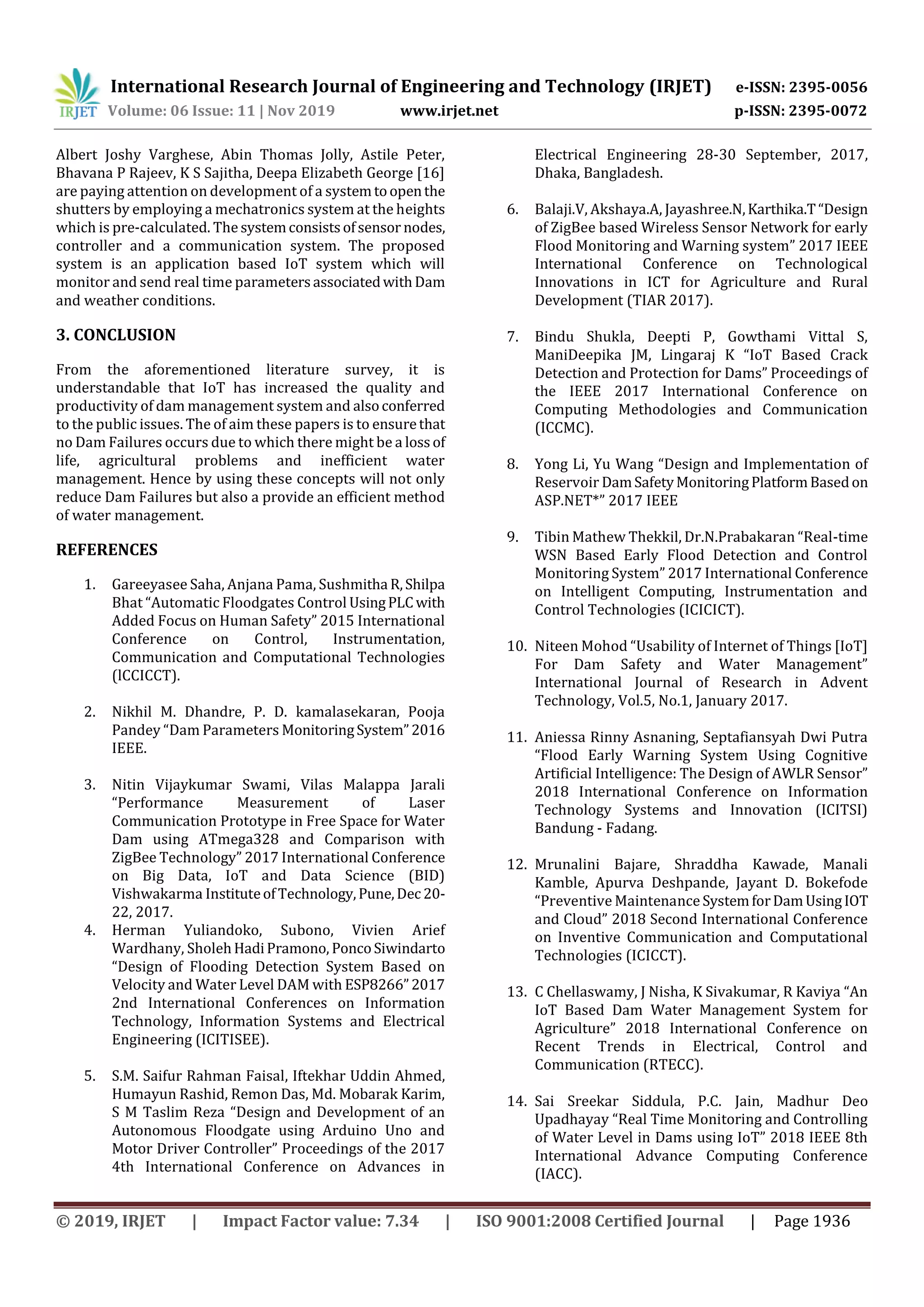IRJET- A Survey Paper on Dam Management | PDF IRJET- A Survey Paper on Dam Management | PDF