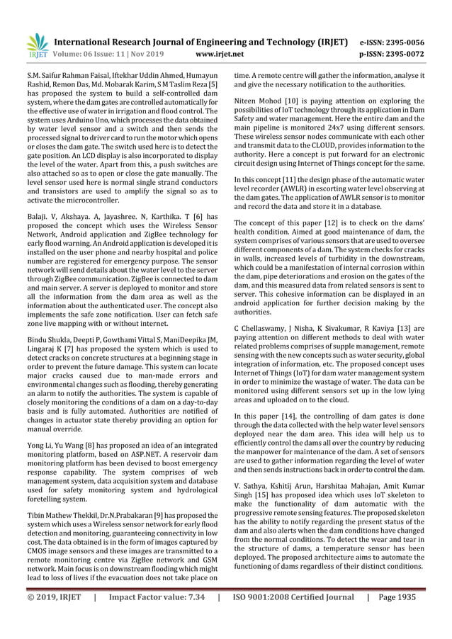 IRJET- A Survey Paper on Dam Management | PDF IRJET- A Survey Paper on Dam Management | PDF