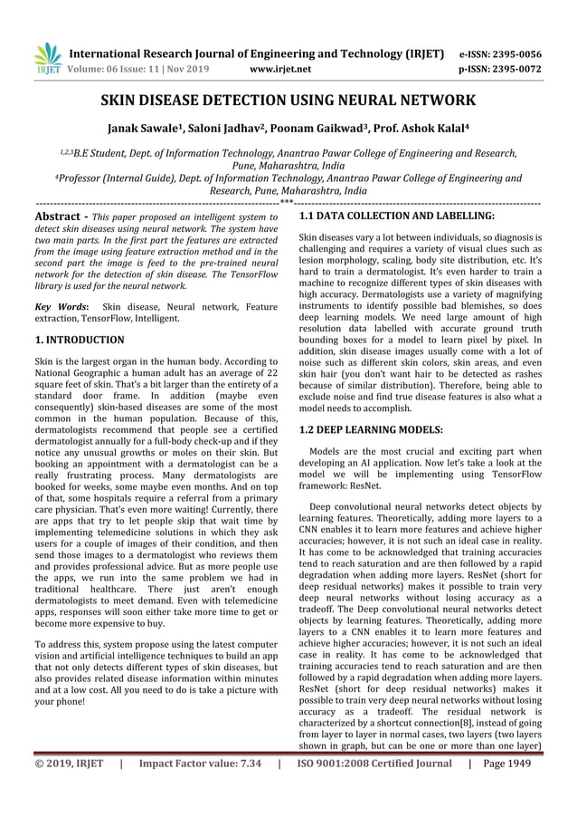 IRJET- Skin Disease Detection using Neural Network | PDF