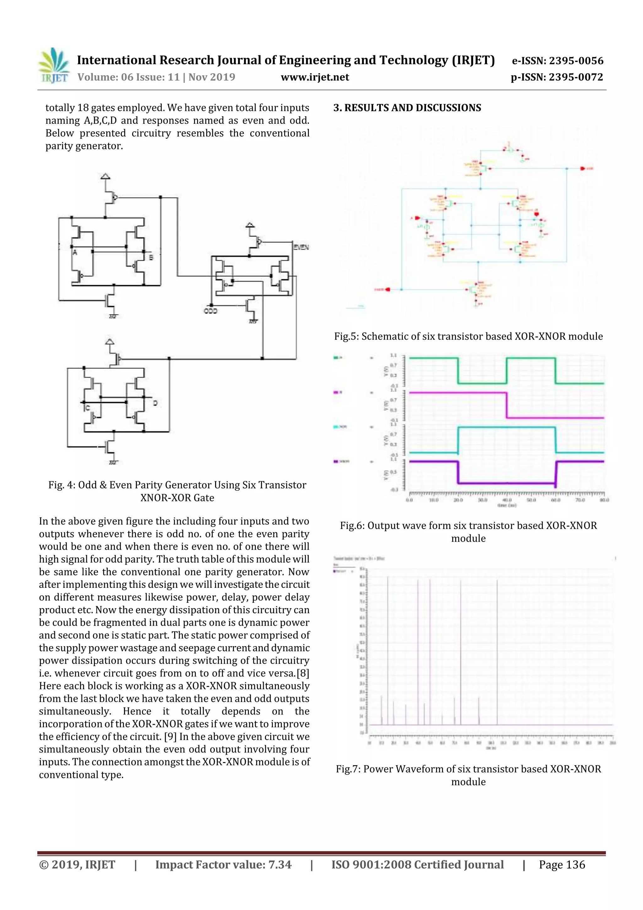 IRJET- Design of ODD-Even Parity Generator using Six Transistors XOR-XNOR Module | PDF