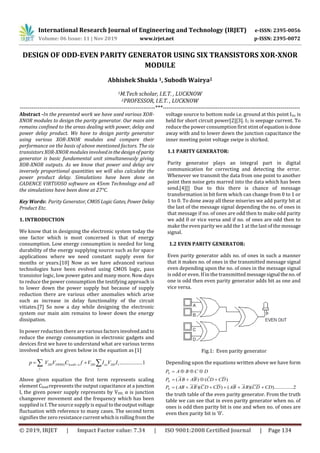 IRJET- Design of ODD-Even Parity Generator using Six Transistors XOR-XNOR Module | PDF