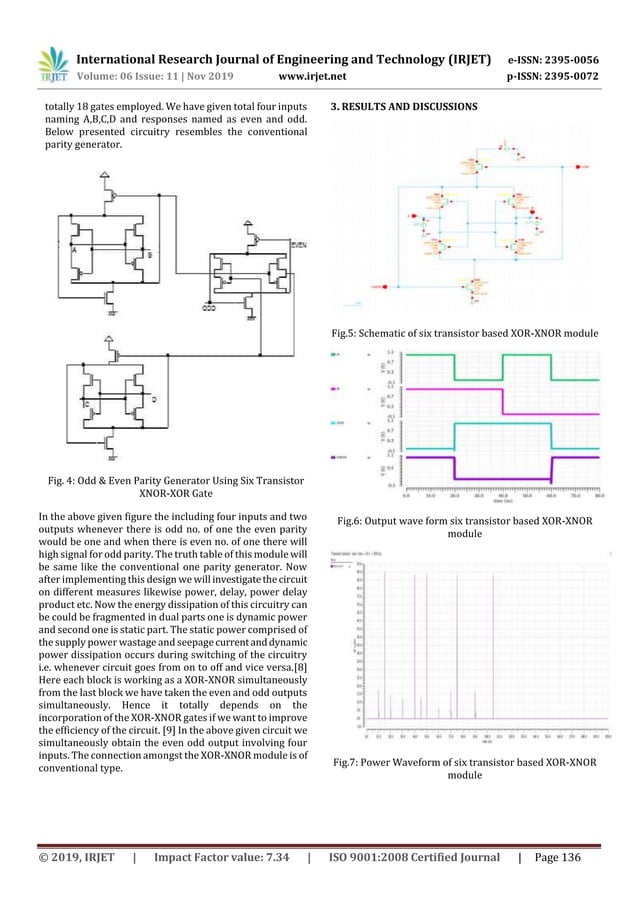IRJET- Design of ODD-Even Parity Generator using Six Transistors XOR ...