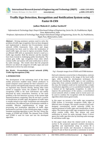 IRJET- Traffic Sign Detection, Recognition and Notification System using Faster R-CNN | PDF