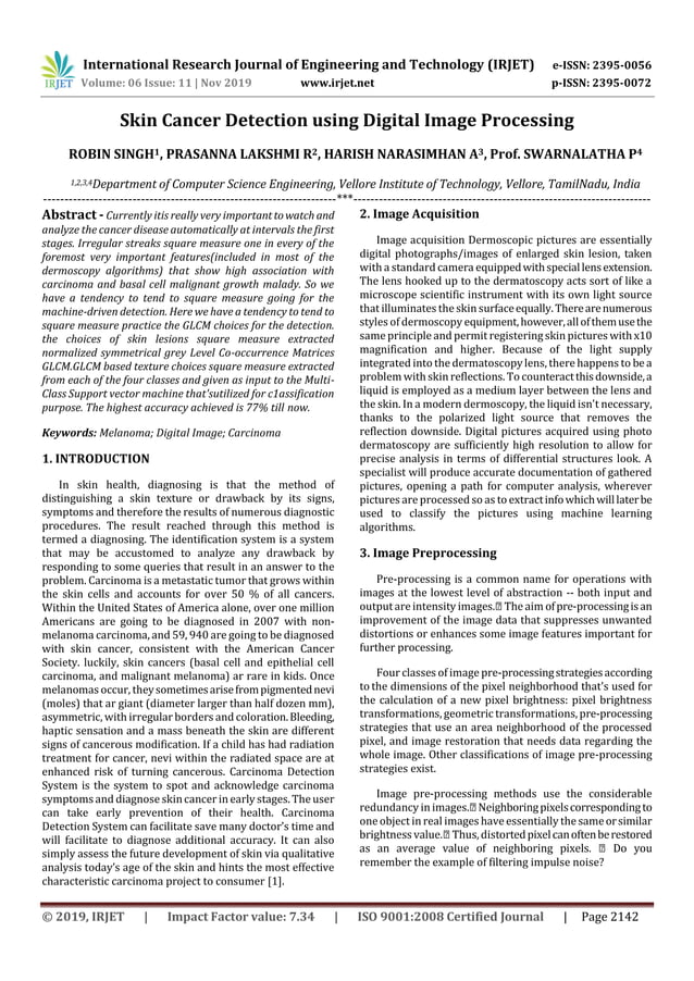 IRJET- Skin Cancer Detection using Digital Image Processing | PDF
