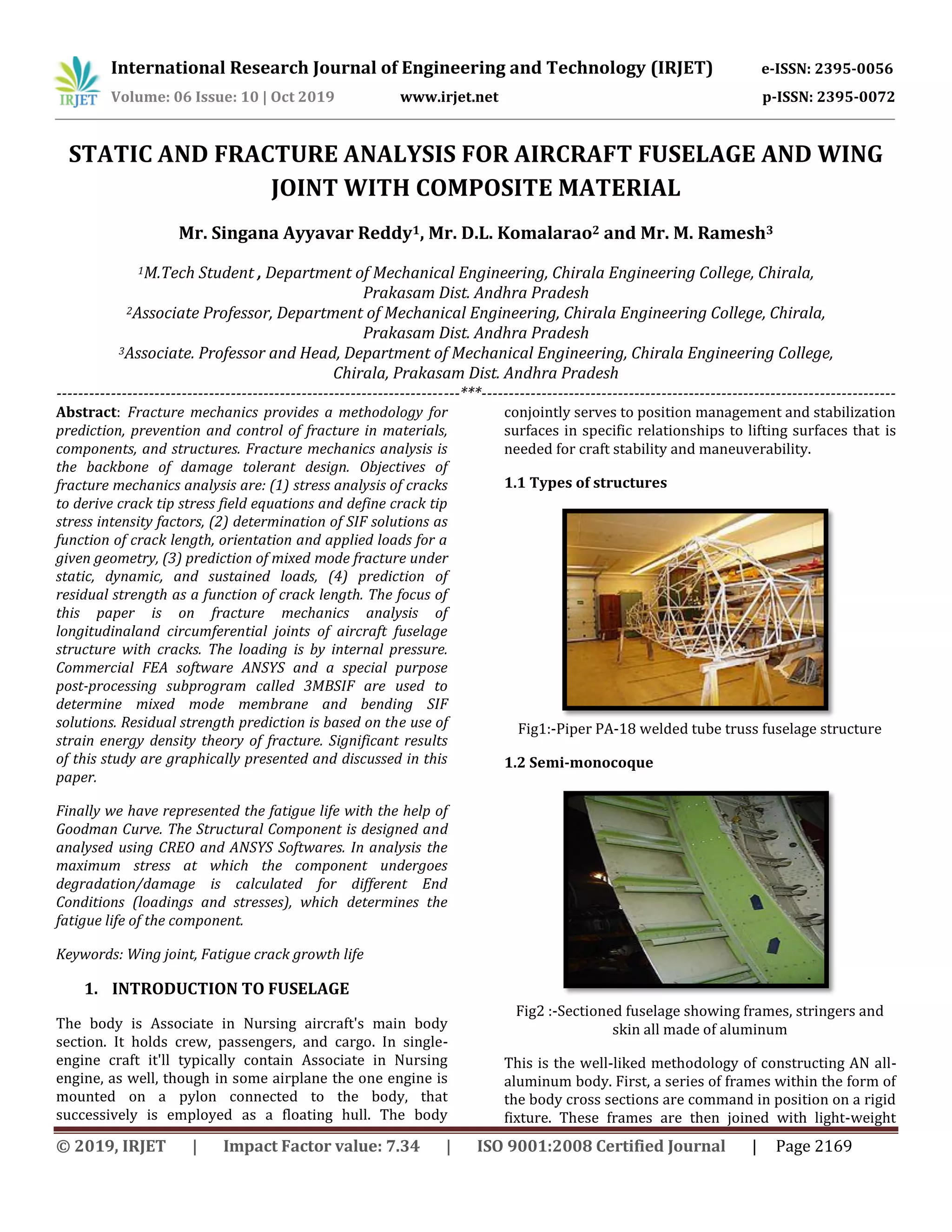 IRJET- Static and Fracture Analysis for Aircraft Fuselage and Wing ...
